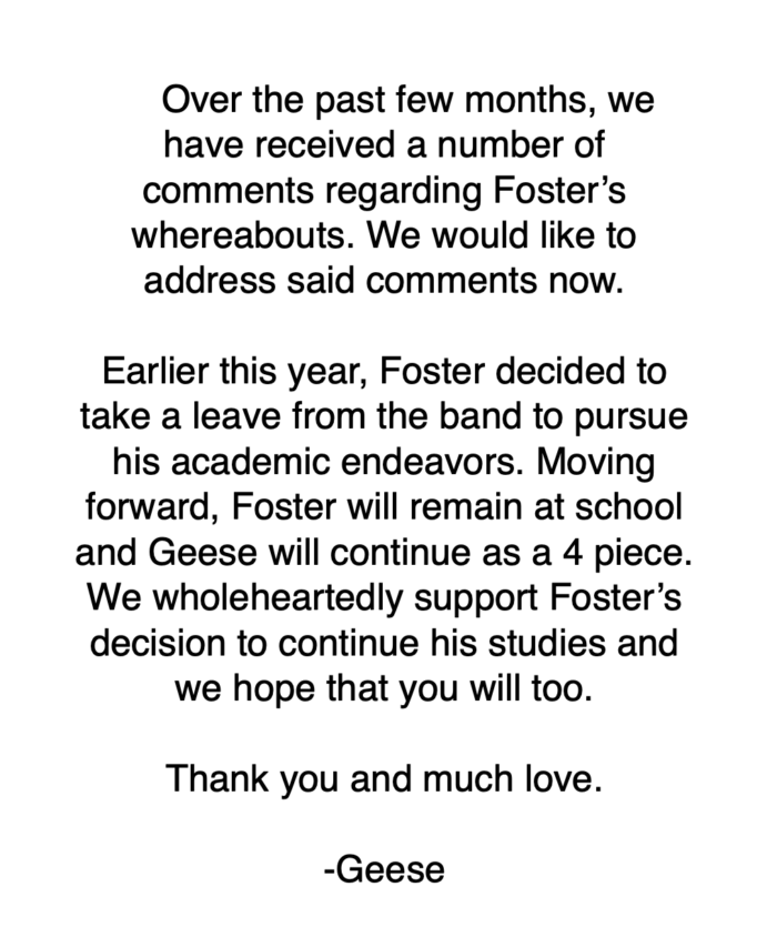 Foster Hudson Announces Departure from Geese